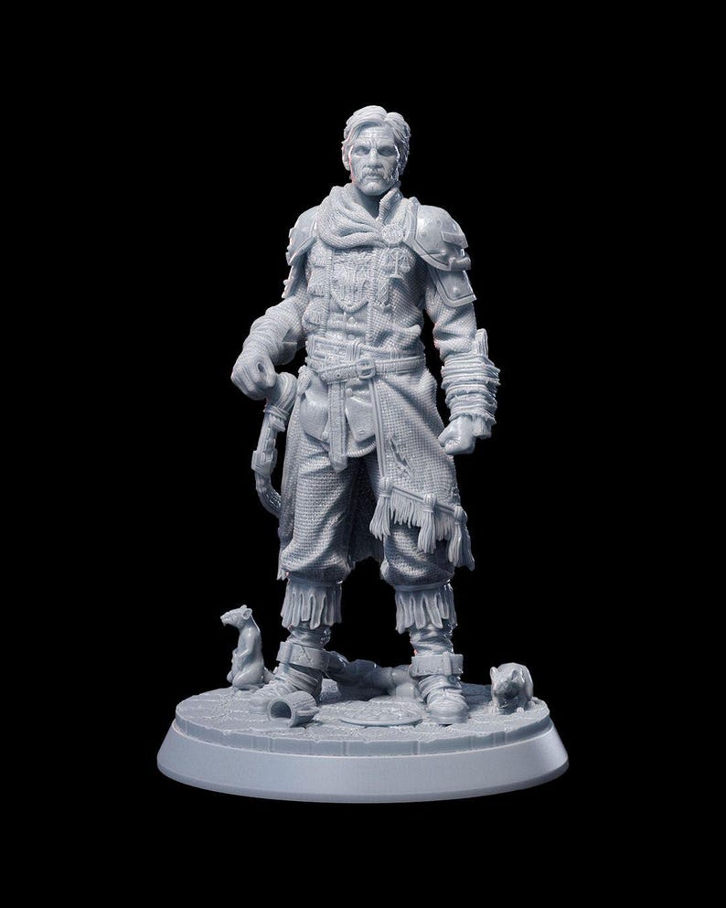 Human Fighter RPG Model W/ Base | 32mm and 75mm Scale Options | D&D ...
