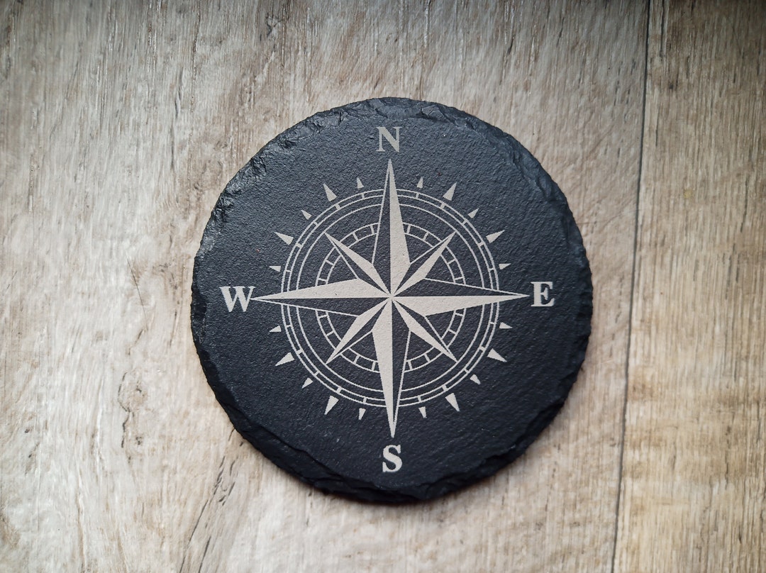 Compass Slate Coasters | Single or Set of 4 | Laser Engraved | Boater ...
