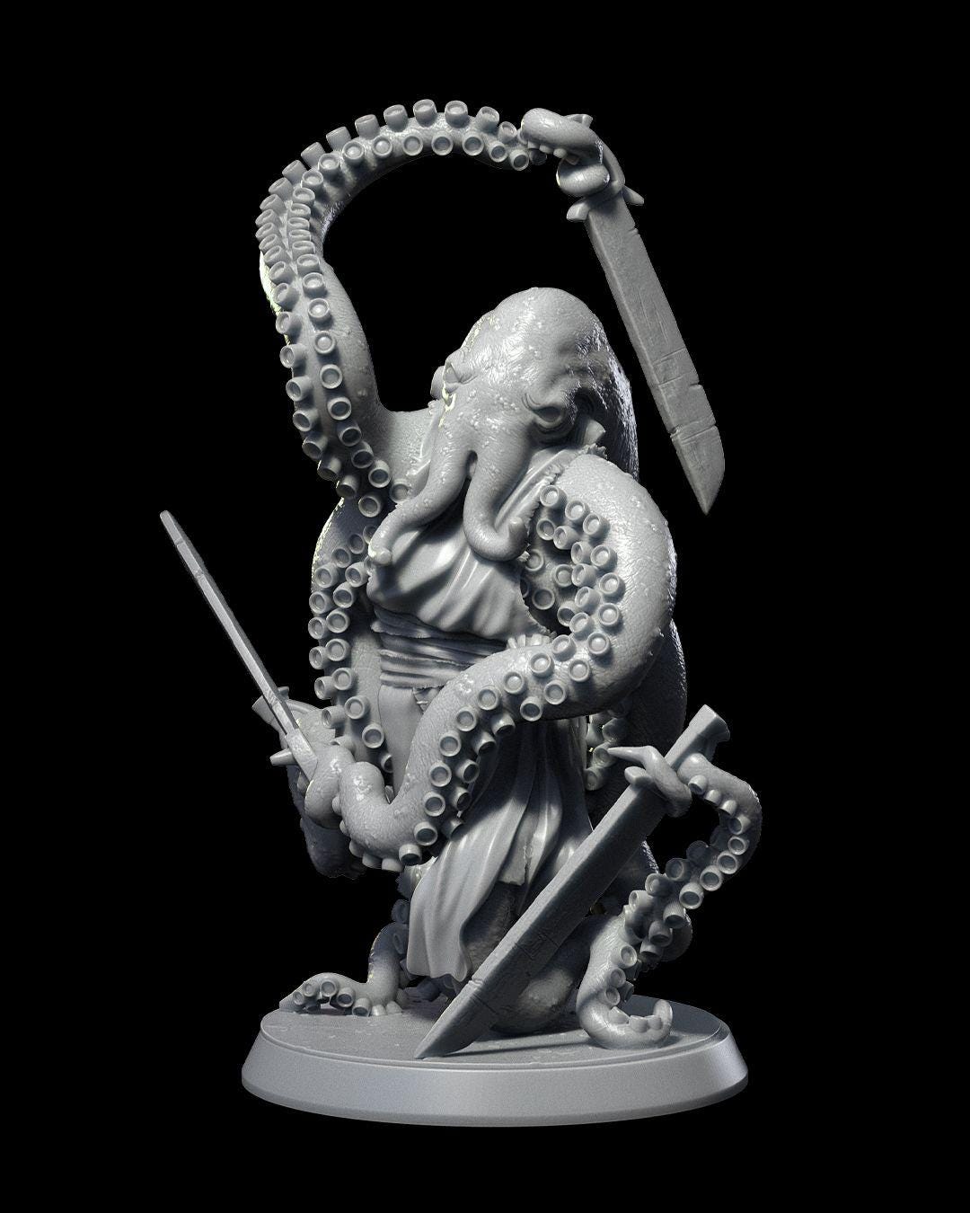 Octopus Sword Master RPG Model W/ Base | 32mm Scale | D&D Tabletop ...
