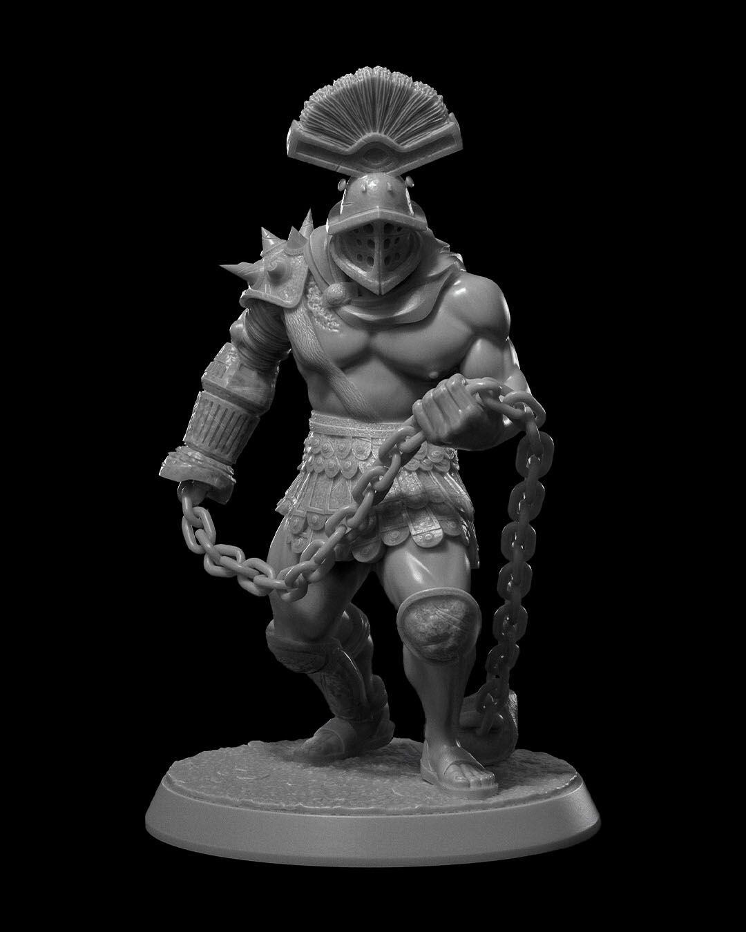 Flail-hand Gladiator RPG Model W/ Base | 32mm and 75mm Scale Options ...