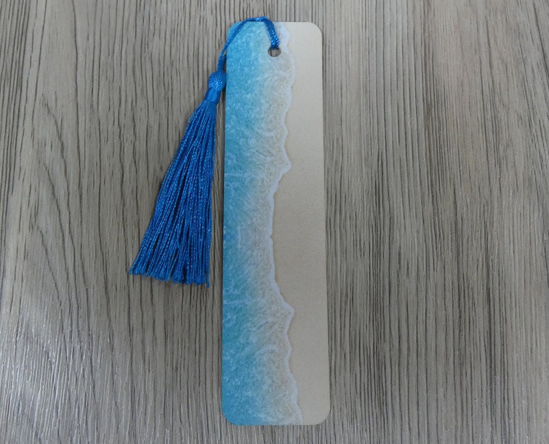 Ocean Beach Themed Acrylic Bookmark With Blue Tassel | Gift for Book ...