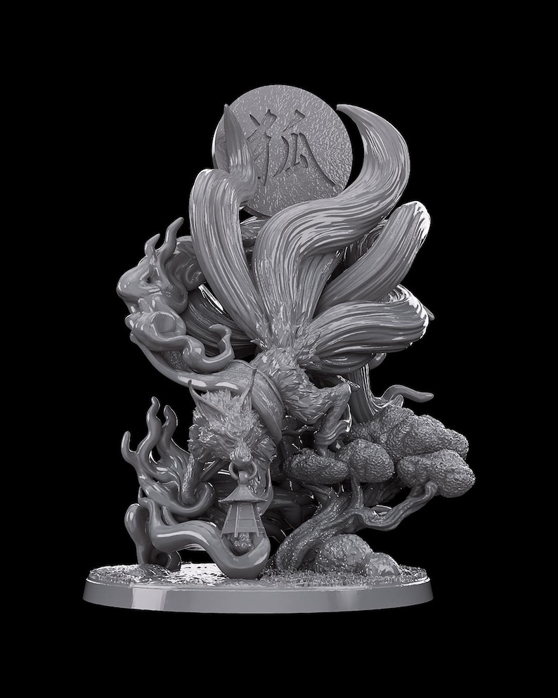Kitsune Yokai 9-tail Fox RPG Model W/ Base | 32mm and 75mm Scale ...