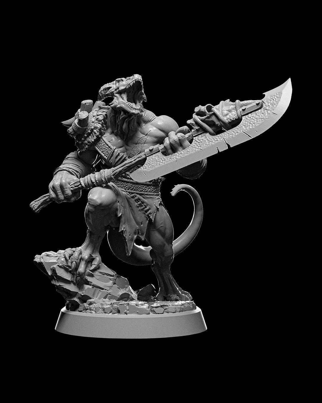 Dragonborn Barbarian RPG Model | 32mm and 75mm Scale Options | D&D ...