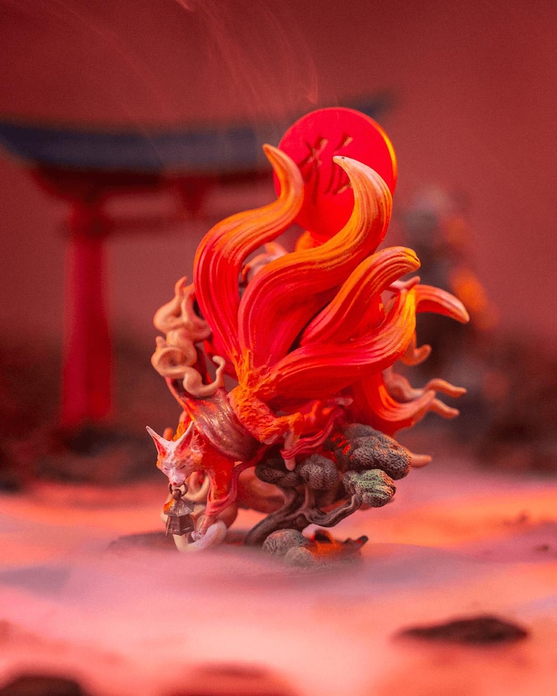 Kitsune Yokai 9-tail Fox RPG Model W/ Base | 32mm and 75mm Scale ...