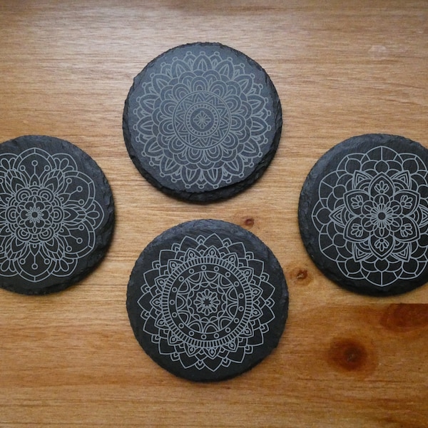 Mandala Slate Coasters - Etsy