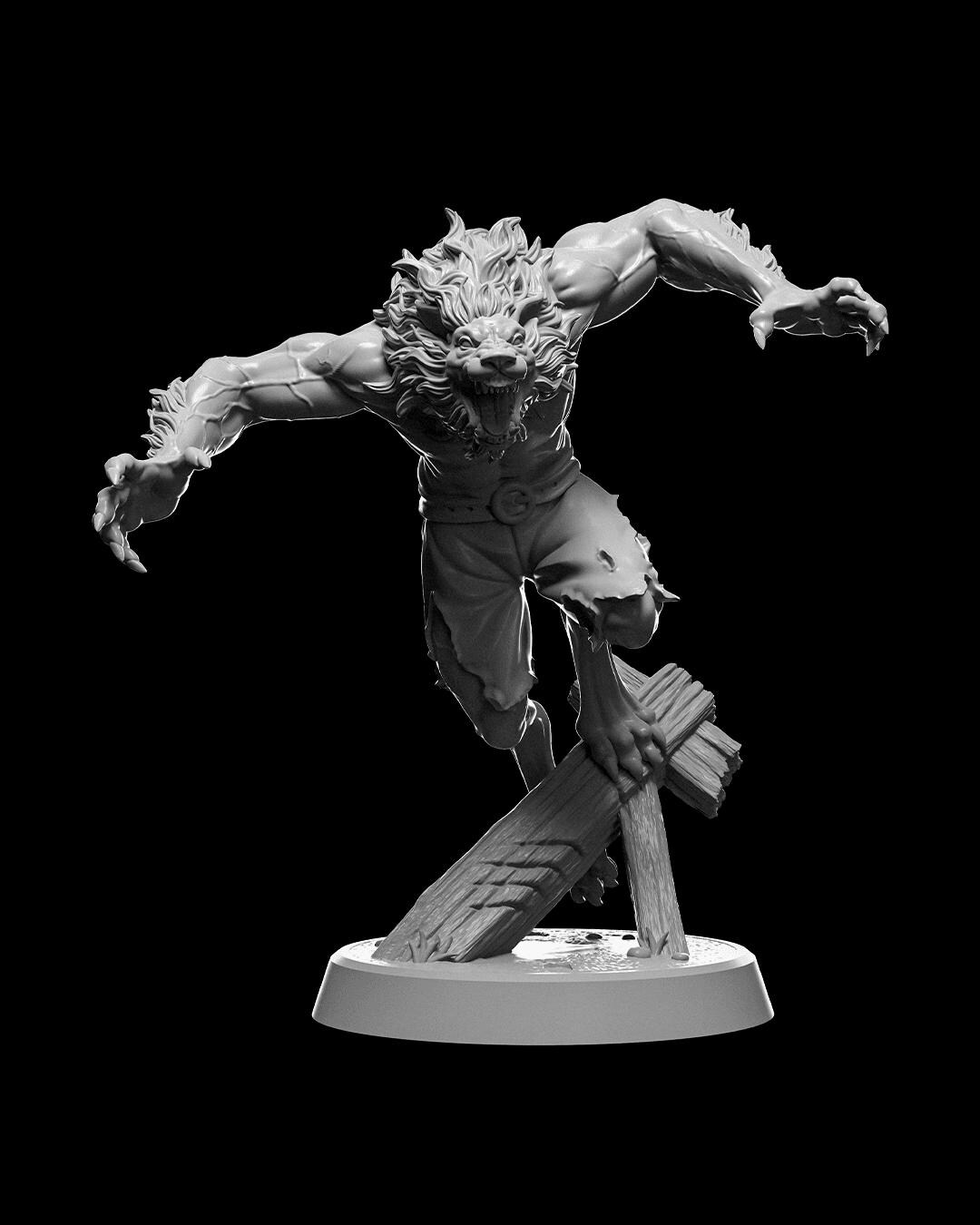 Werewolf Transformed RPG Model W/ Base | 32mm and 75mm Scale Options ...