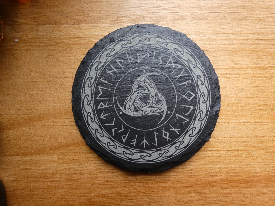 Triskele Horn of Odin W/ Runes Slate Coasters | Single or Set of 4 ...