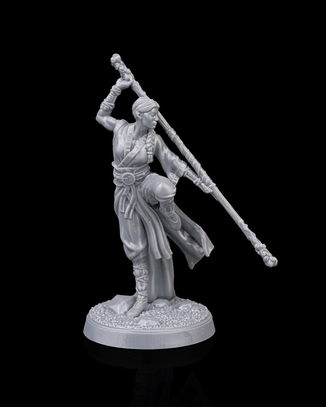 Female Monk With Quarter Staff RPG Model | 32mm and 75mm Scale Options ...