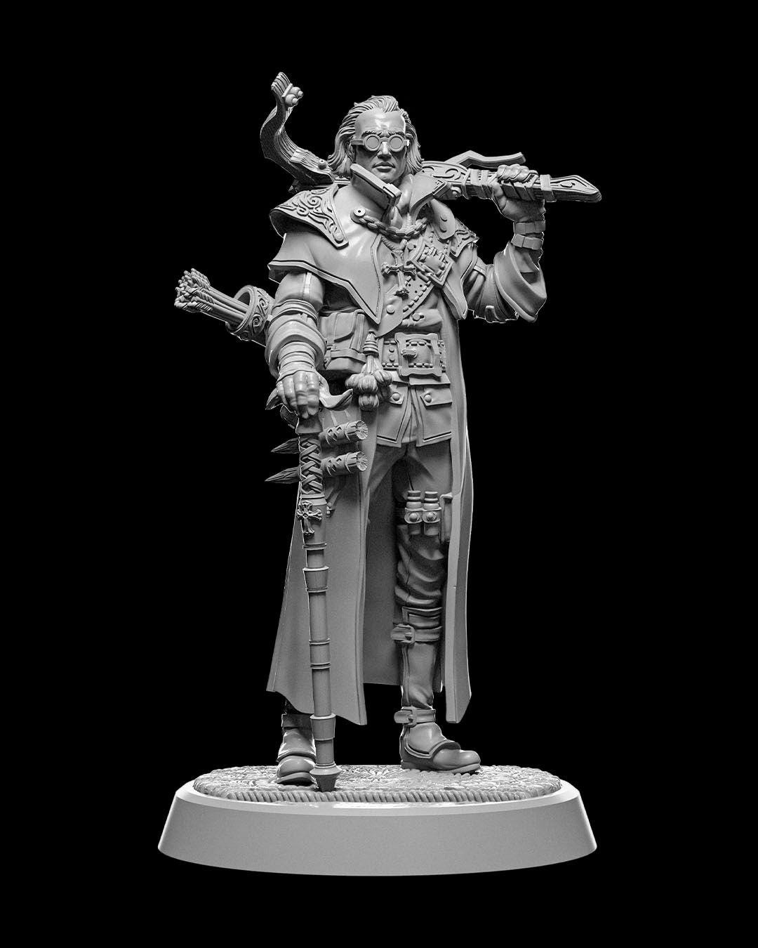 Human Blood Hunter RPG Model W/ Base | 32mm and 75mm Scale Options | D ...