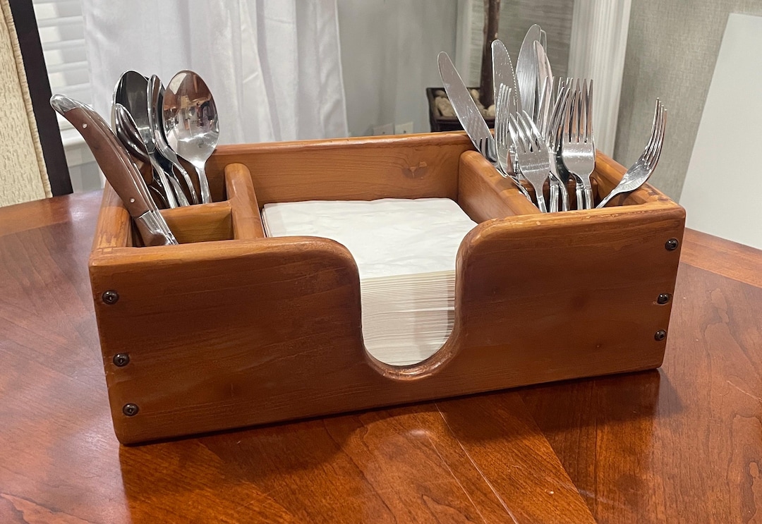 Dining Utensil Caddy With Napkin Tray - Etsy