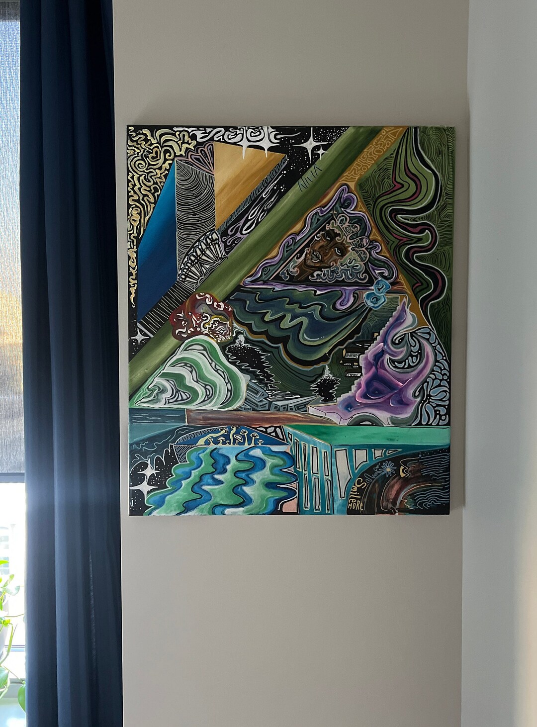 Trippy Colorful Art “triangle Woman” - Etsy