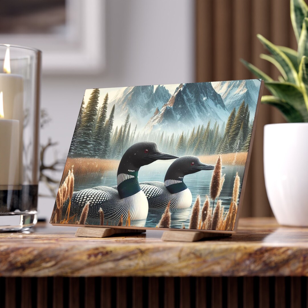 Ceramic Photo Tile the Loons in the Lake - Etsy