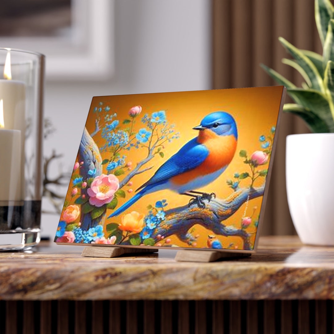 Ceramic Photo Tile the Eastern Bluebird in Spring - Etsy