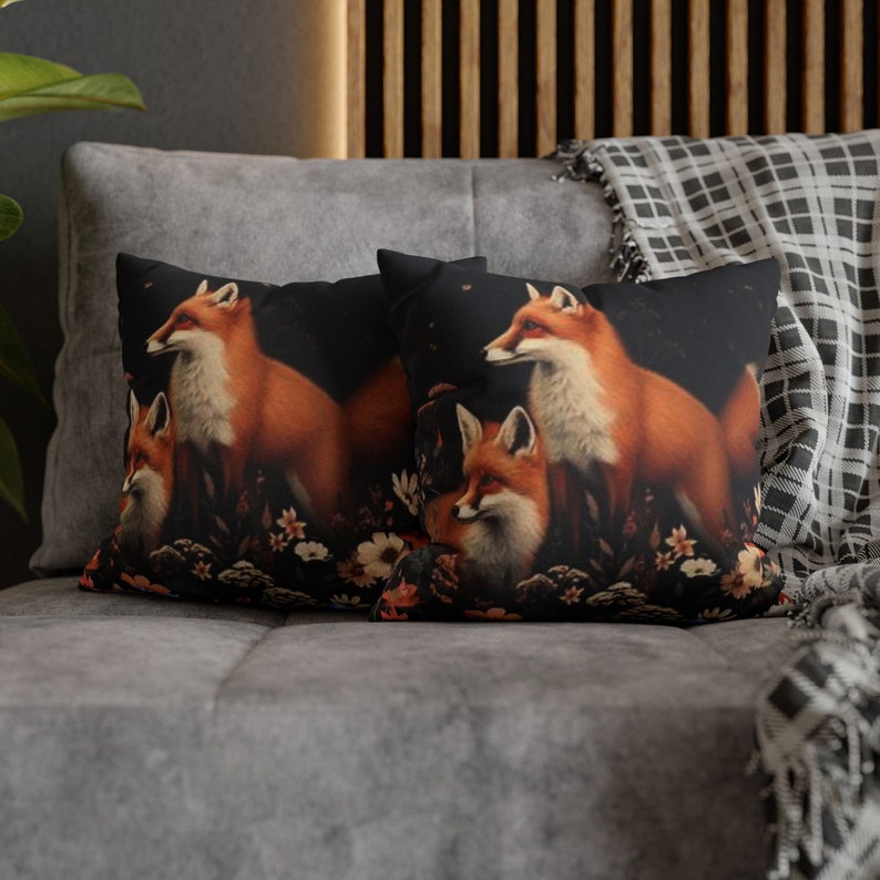 The Fox in the Night by Tambrey Jolenia Spun Polyester Square ...