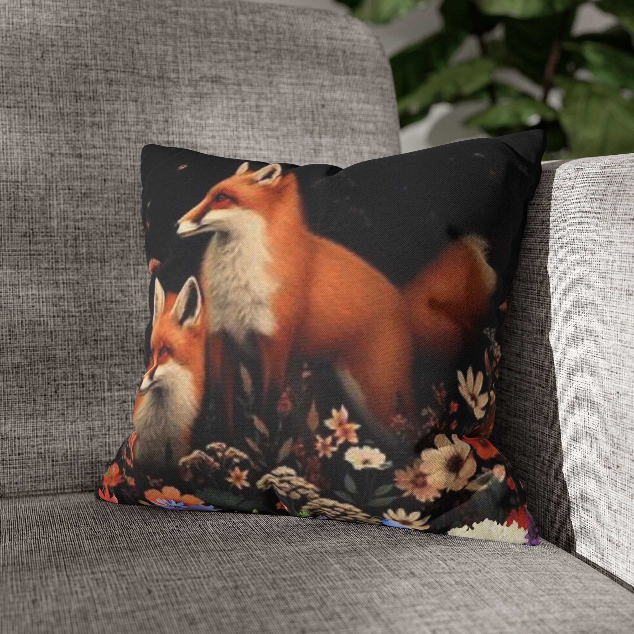 The Fox in the Night by Tambrey Jolenia Spun Polyester Square ...