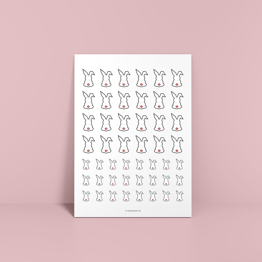 Bunny Sticker Sheet, Printable Rabbit Sticker Sheet A4, Cute Digital ...