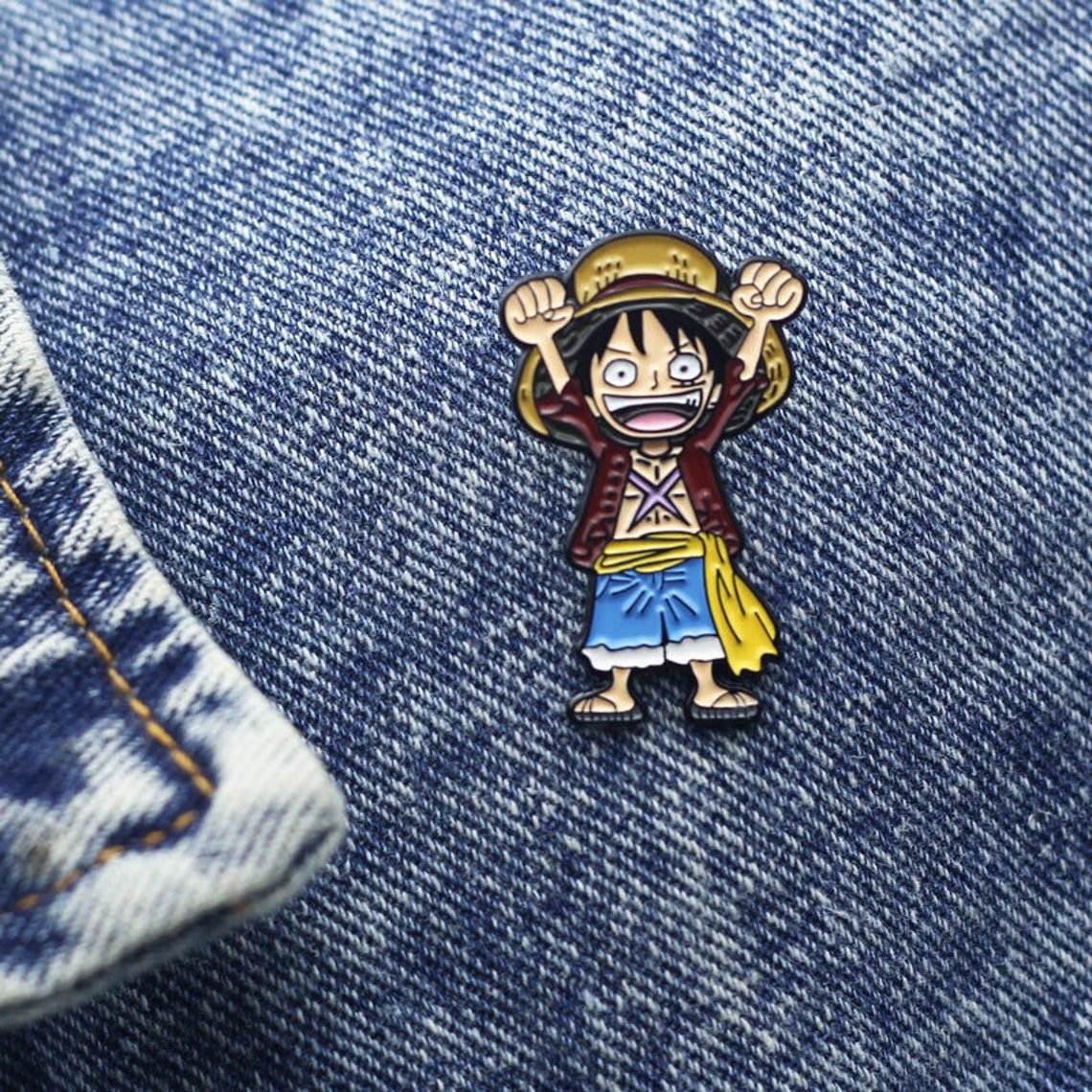 Anime One Piece Monkey D Luffy Cute Cartoon Enamel Copper Lapel Badge ...