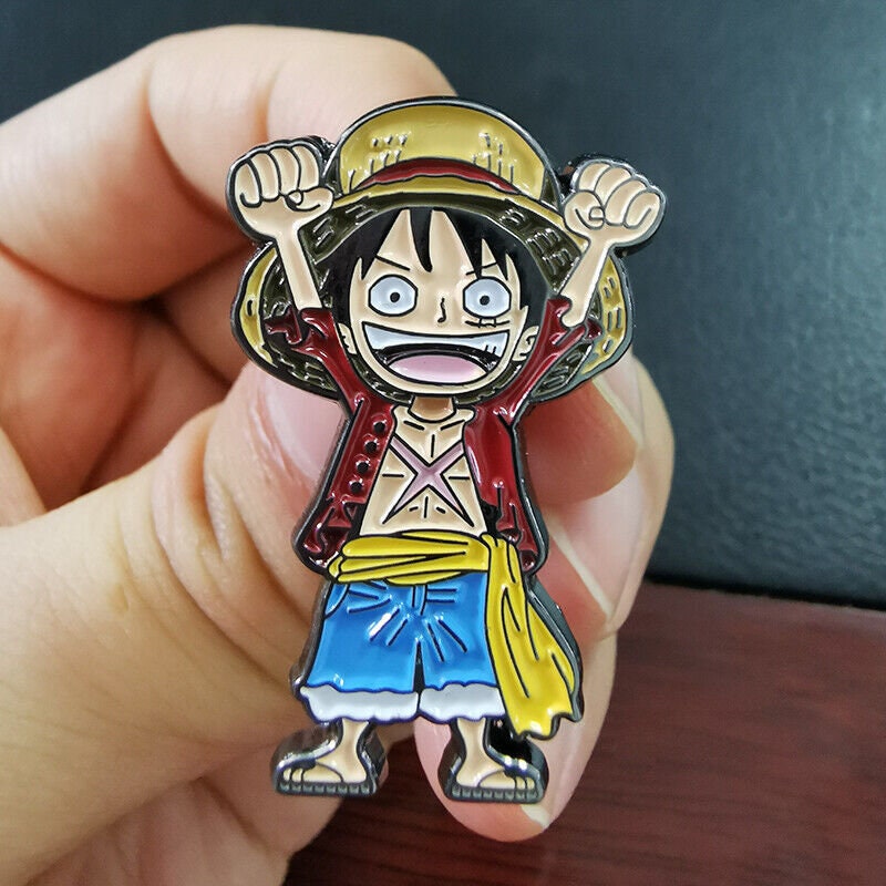 Anime One Piece Monkey D Luffy Cute Cartoon Enamel Copper Lapel Badge ...