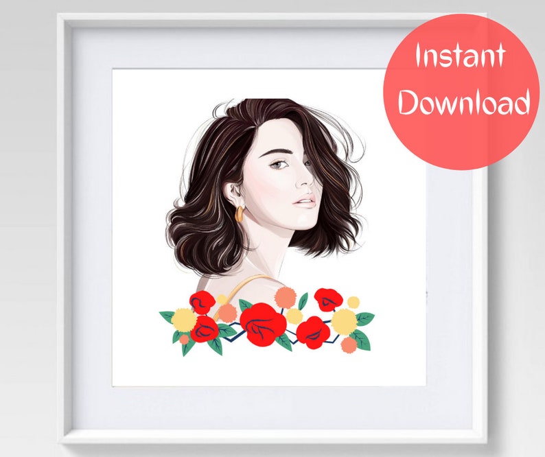 Printable Portrait of a Lady, Digital Download, Printable Wall Art ...