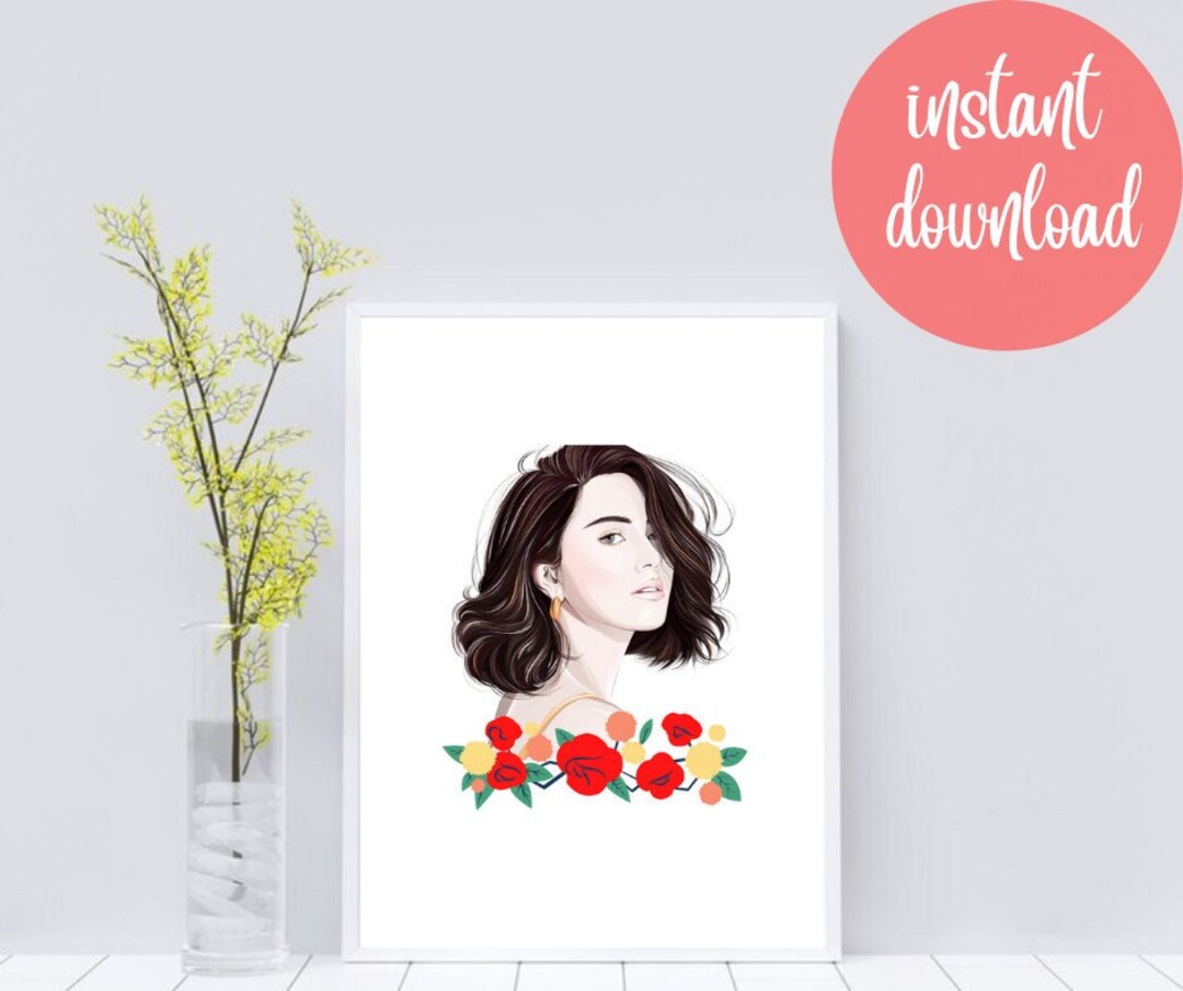 Printable Portrait of a Lady, Digital Download, Printable Wall Art ...