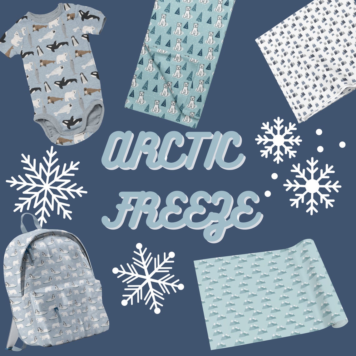 Arctic Patterns Winter Digital Paper Polar Bear Seamless Patterns Hand ...