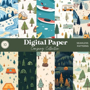 Camping Themed Room Camping Patterns Decorations for Camper Digital ...
