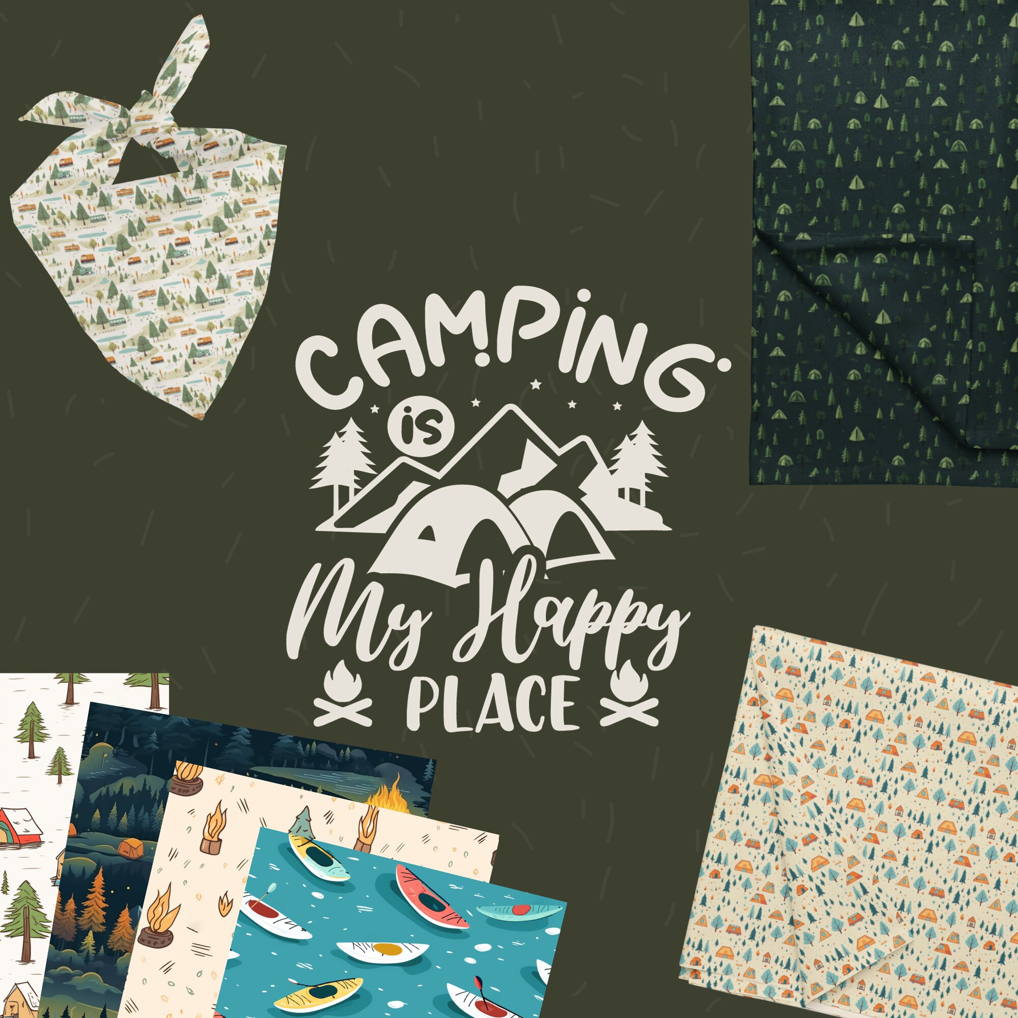Camping Themed Room Camping Patterns Decorations for Camper Digital ...