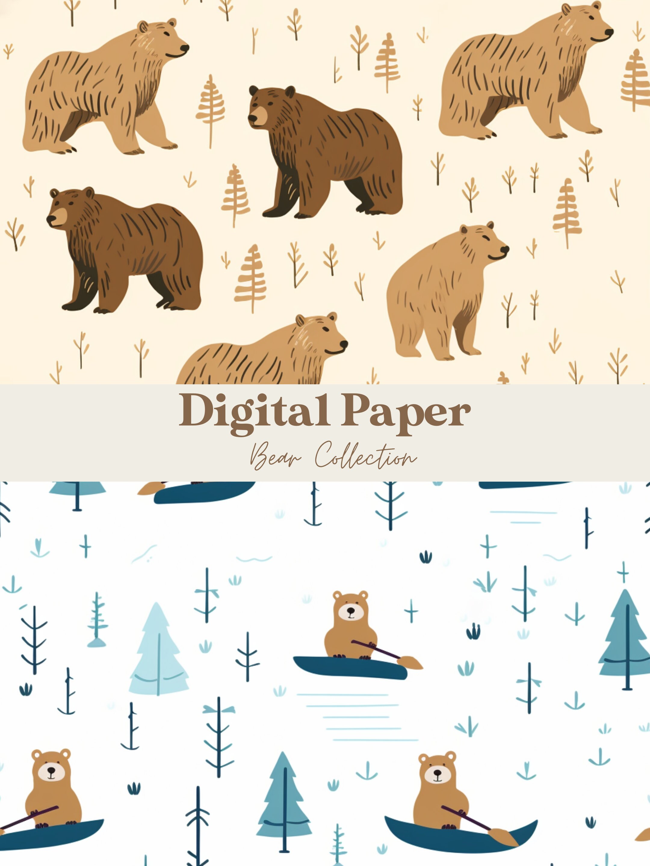 Bear Patterns Bear Theme Bear Themed Room Commercial Use Bear Digital ...