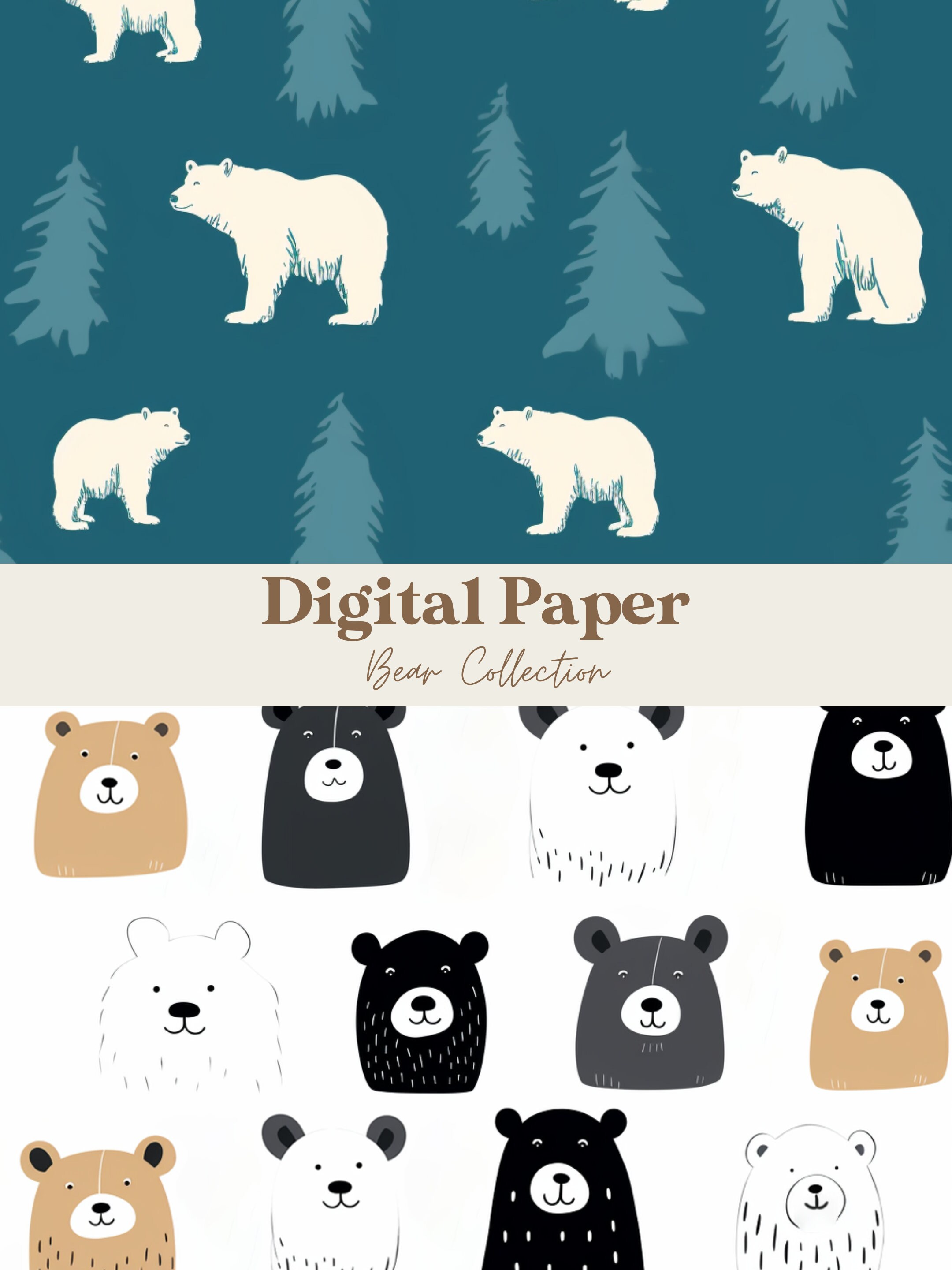 Bear Patterns Bear Theme Bear Themed Room Commercial Use Bear Digital ...