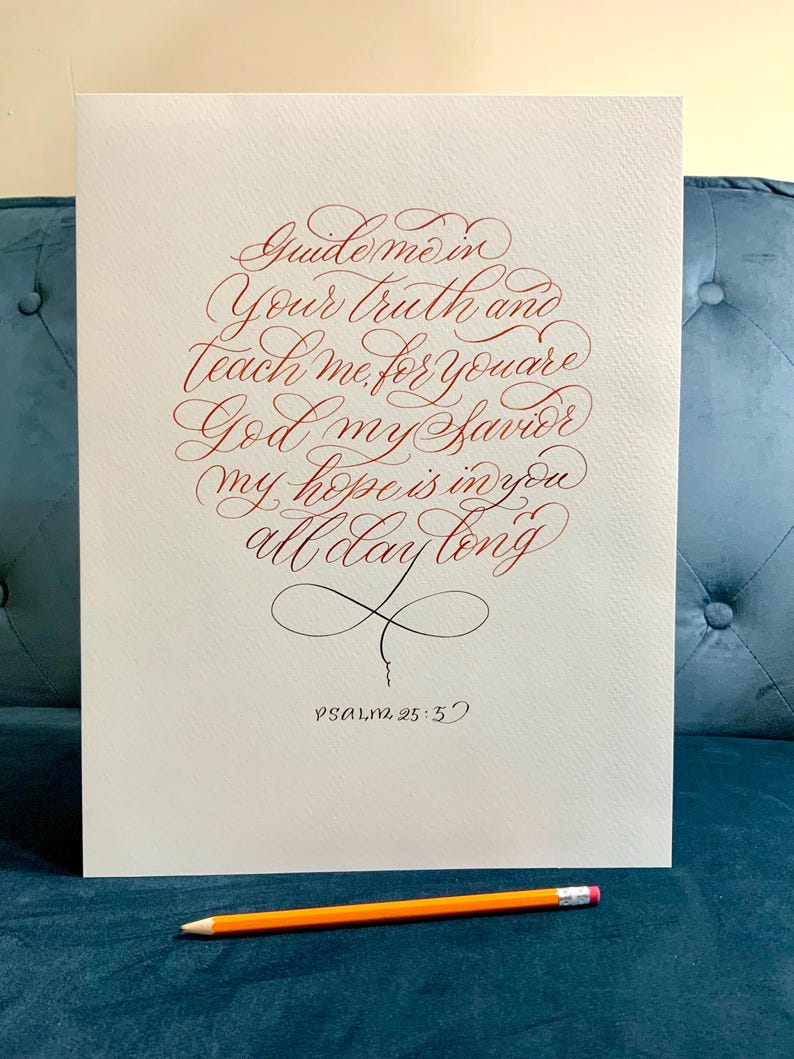 Original Handwritten Calligraphy of Psalm 25:5 (red) - Etsy