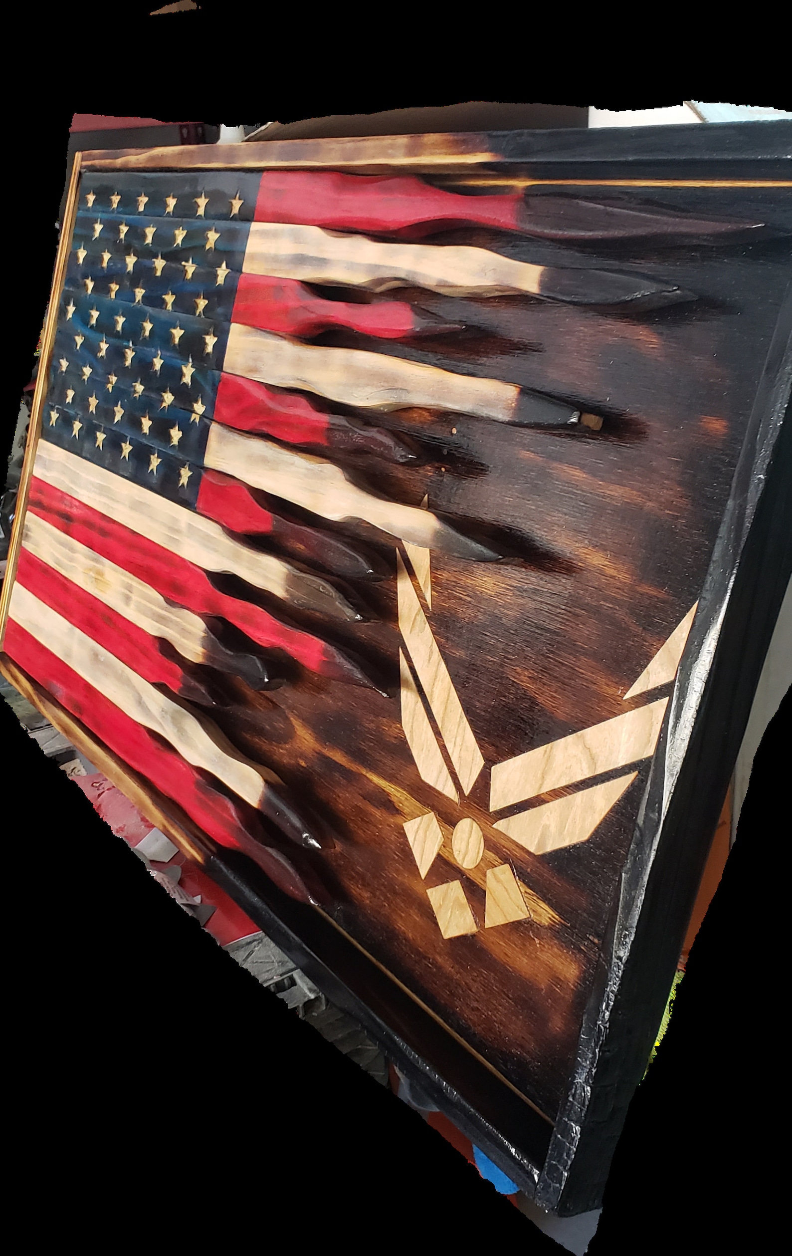 Wooden American Flag With USAF Logo optional - Etsy