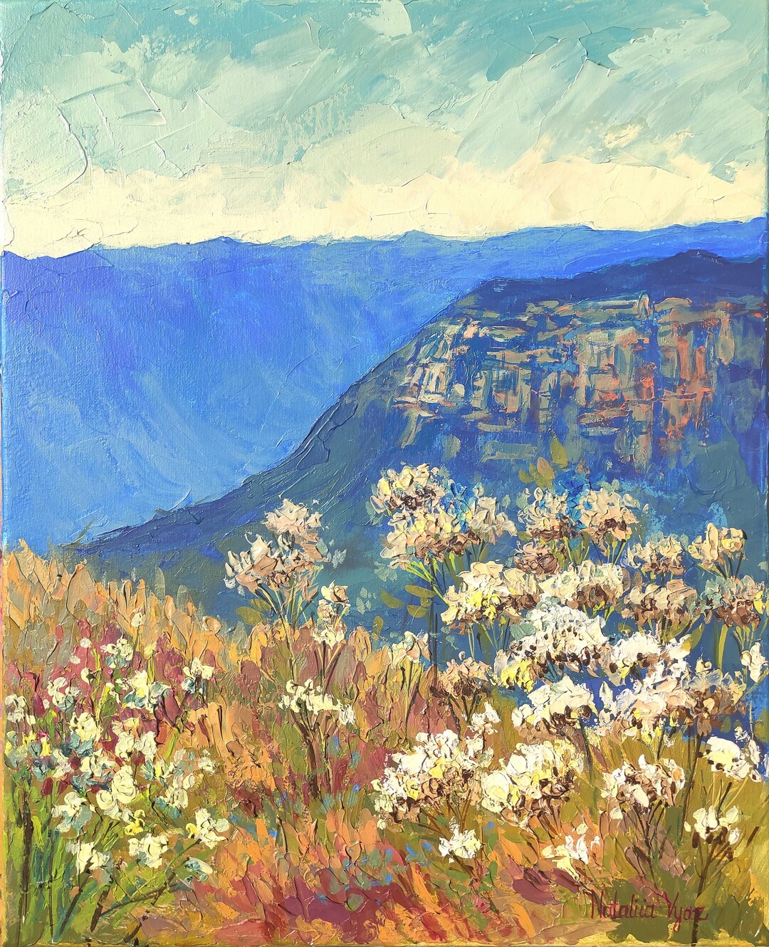 Blue Ridge Mountains Painting Landscape Original Art Flower - Etsy