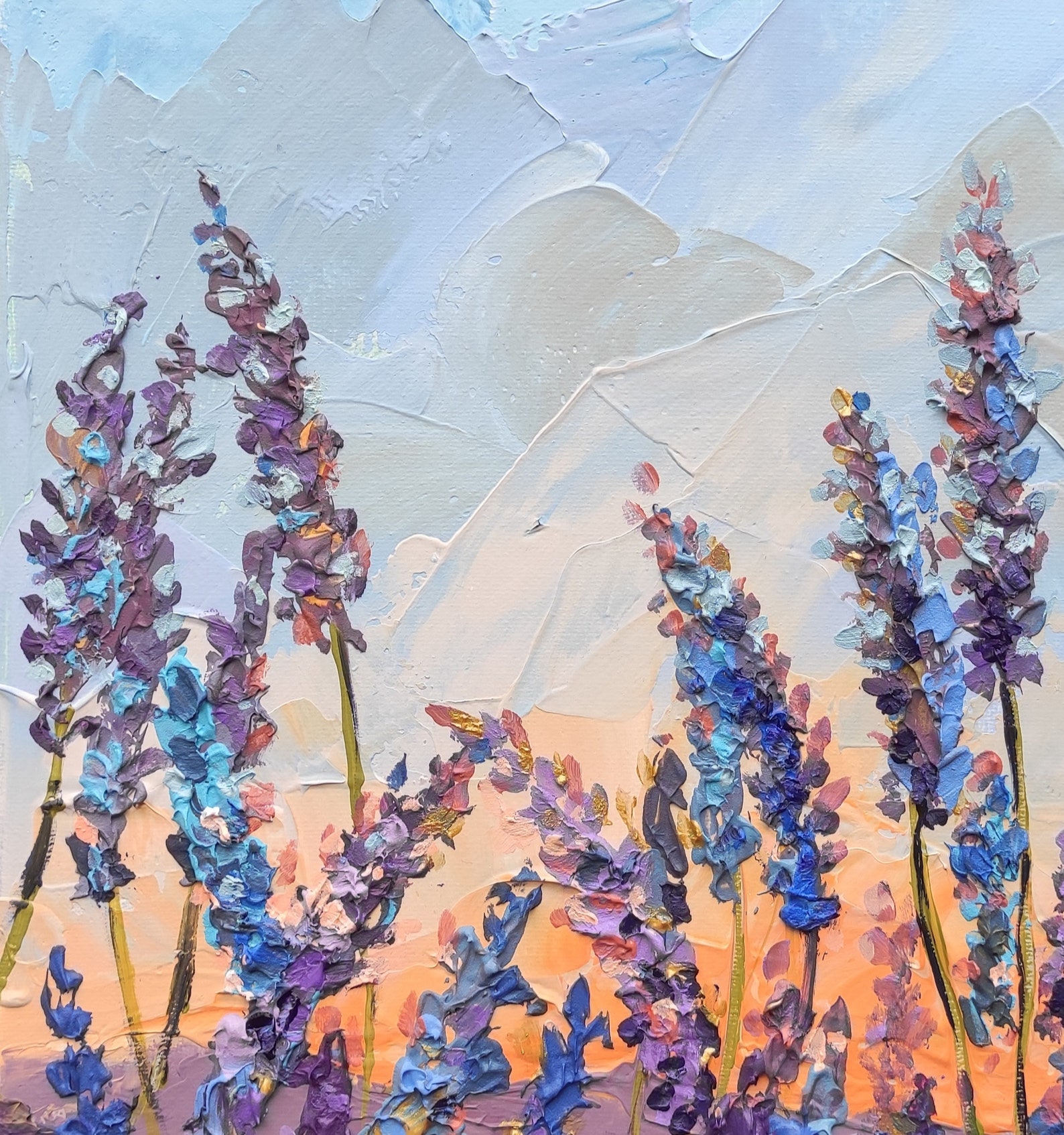 Lavender Painting Floral Original Art Impasto Painting on - Etsy