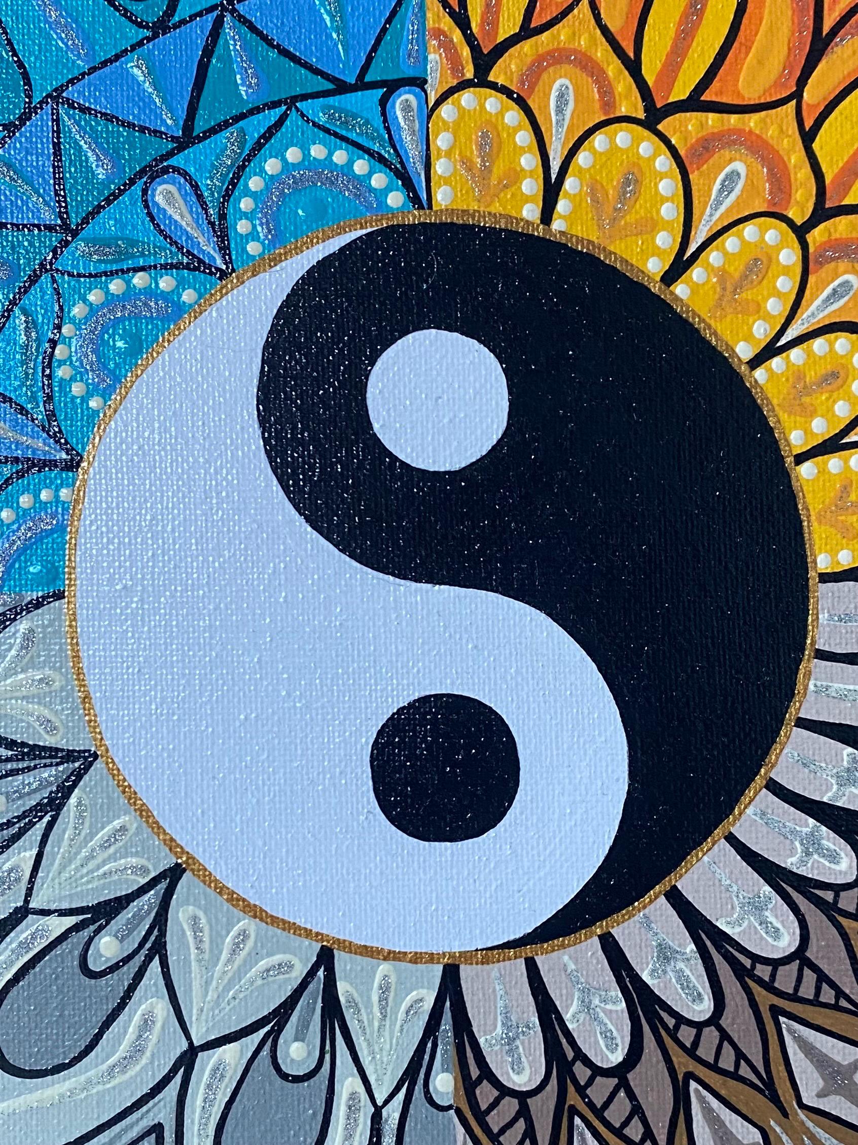 Ying Yang Art Handpainted Ying Yang Mandala Acrylic Painting Mandala ...