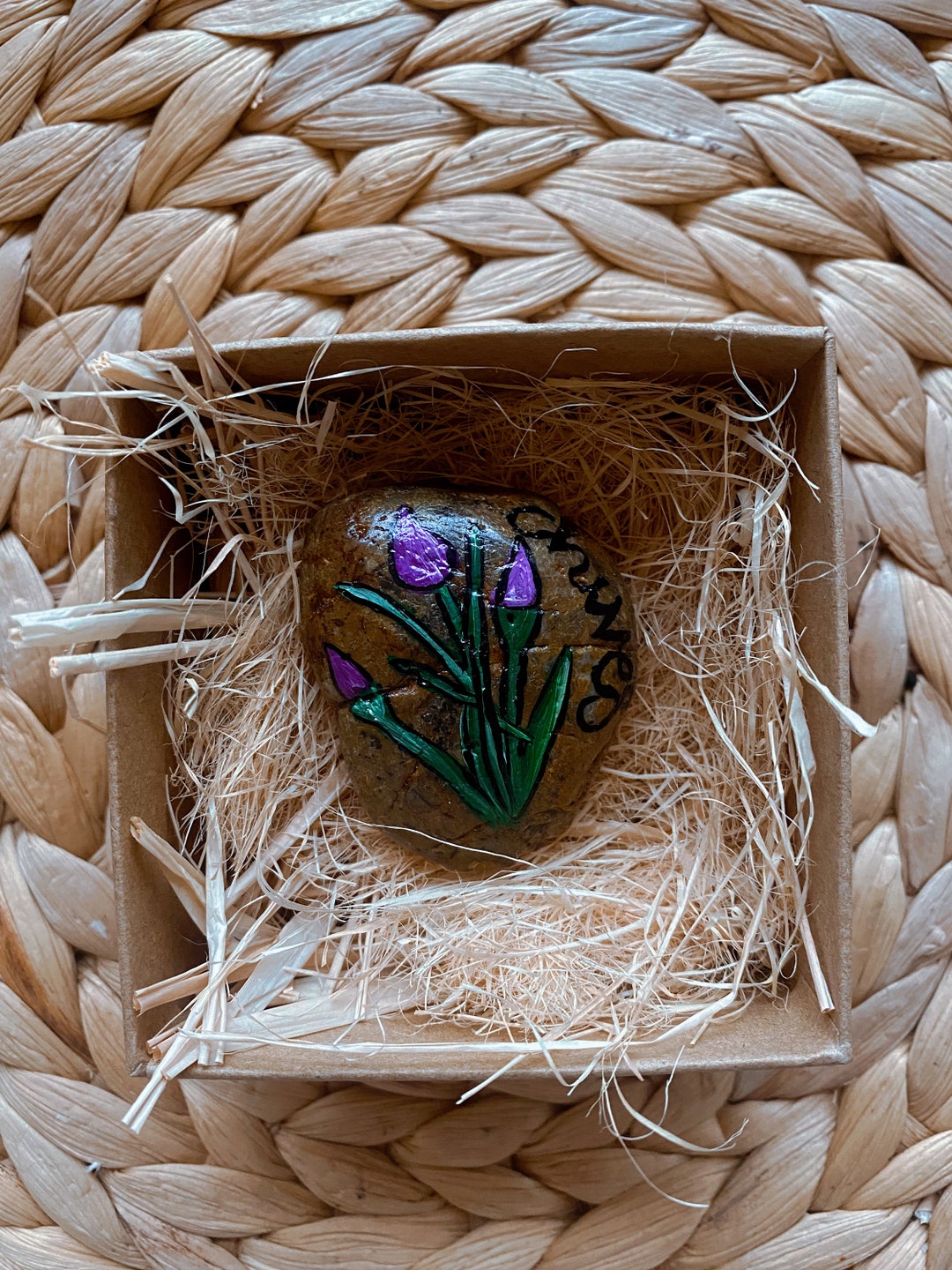 Plant Label Chives Garden Rock Hand Painted Rock Acrylic Painting ...