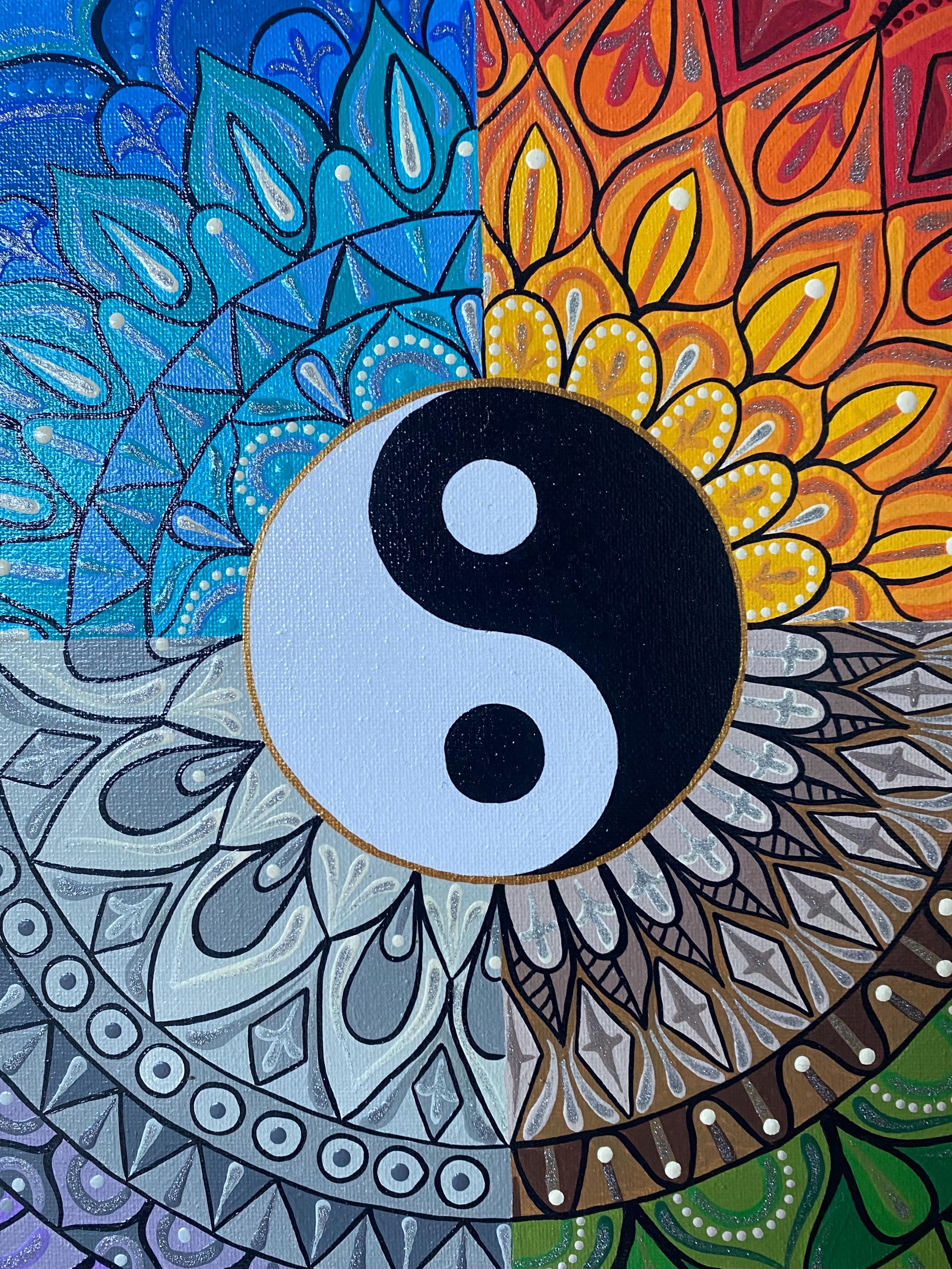 Ying Yang Art Handpainted Ying Yang Mandala Acrylic Painting Mandala ...