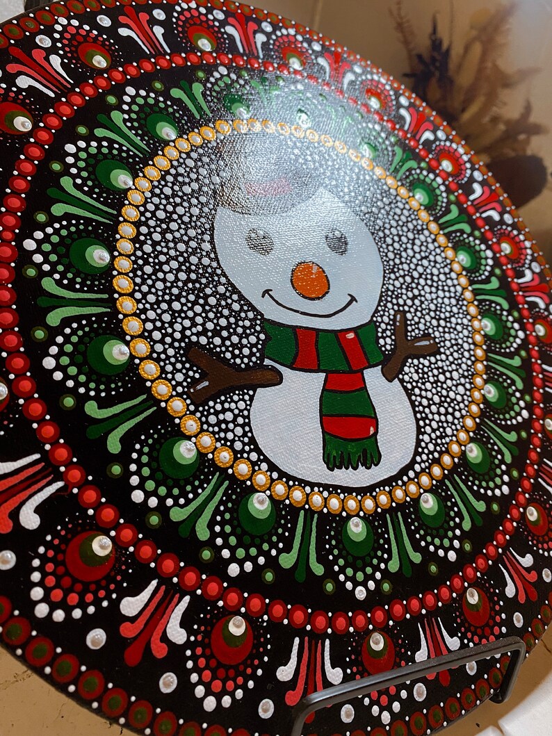Christmas Art Christmas Mandala Frosty the Snowman Hand Painted Mandala ...