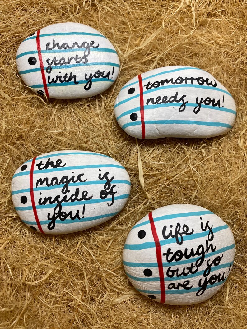 Notebook Painted Rocks With Affirmations Gift Idea Affirmation Stone ...