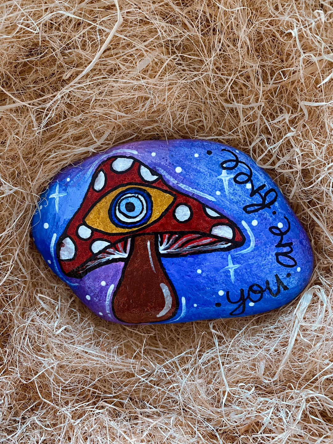 Evil Eye Mushroom Painted Rock Evil Eye Protection With I Am Free ...