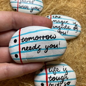 Notebook Painted Rocks With Affirmations Gift Idea Affirmation Stone ...