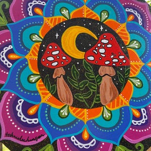 Mandala Wall Art Mushroom Decor Mushroom Art Mandala Mushroom Mandala ...
