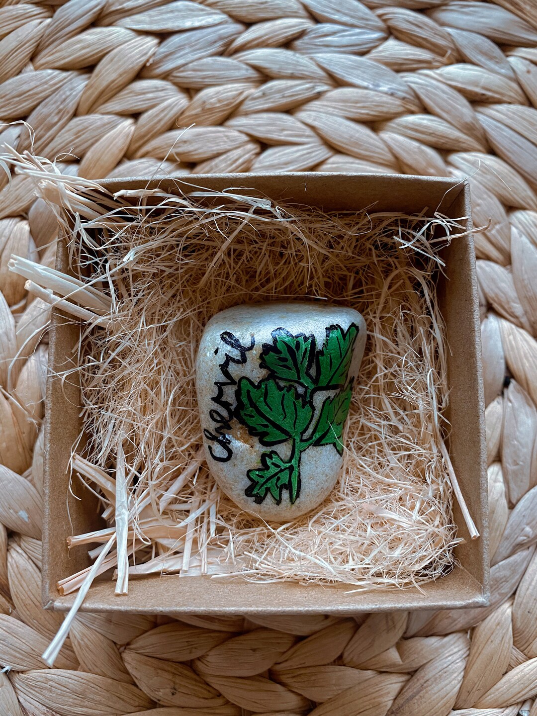 Plant Label Chevril Garden Rock Hand Painted Rock Acrylic Painting ...