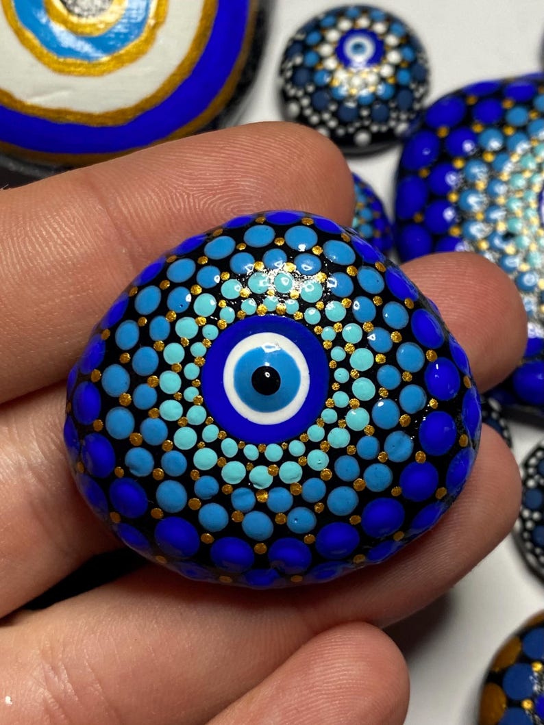 Evil Eye Art Evil Eye Protection Evil Eye Stones Painted Rocks Mini ...