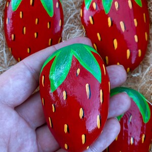 Strawberry Garden Stones Strawberry Rocks Painted Rocks Strawberry - Etsy