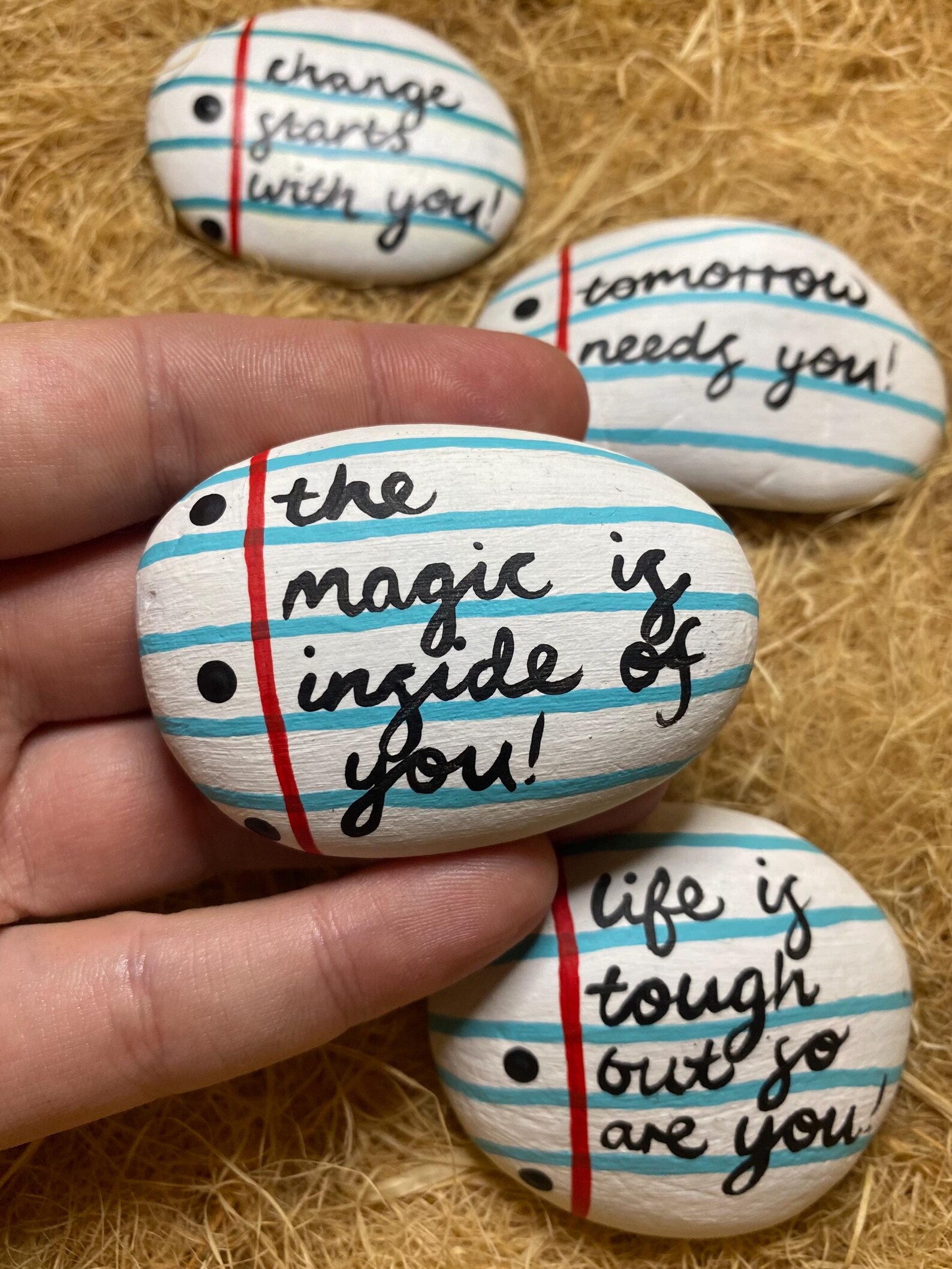Notebook Painted Rocks With Affirmations Gift Idea Affirmation Stone ...