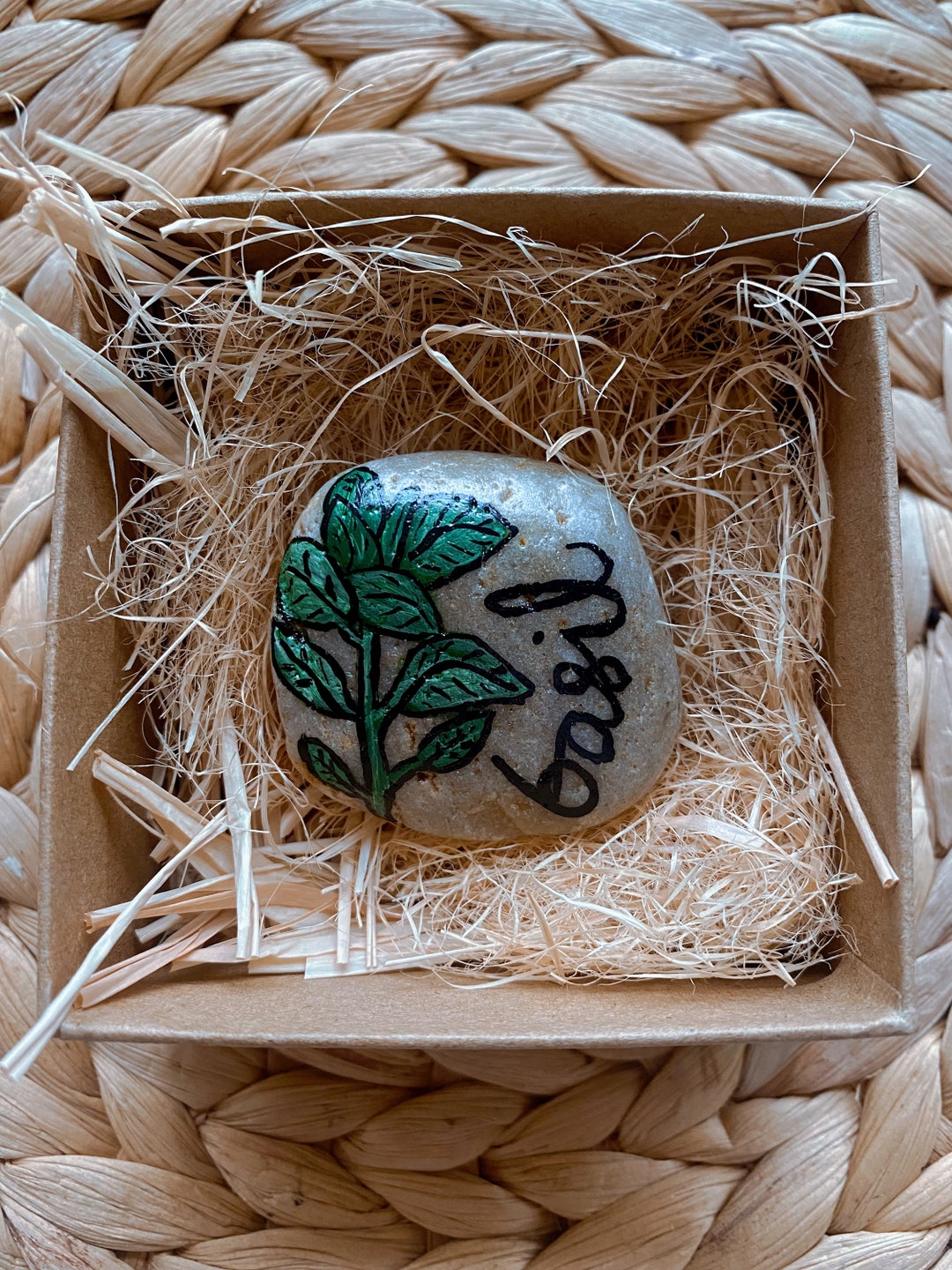 Plant Label Basil Garden Rock Hand Painted Rock Acrylic - Etsy
