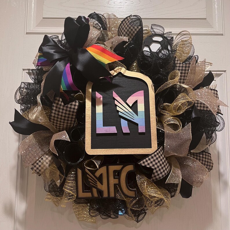 22” LAFC Pride Deco Mesh Soccer Wreath - Etsy