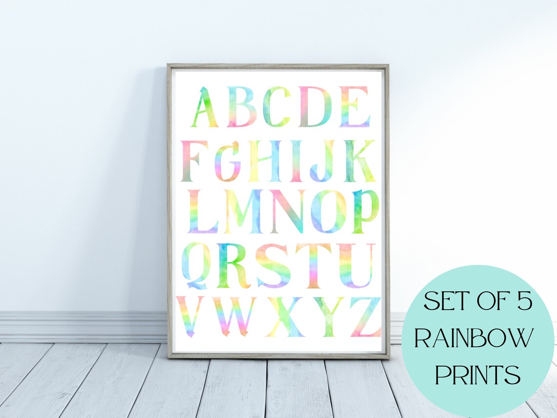 Alphabet Poster Watercolor Alphabet Poster Number Poster | Etsy
