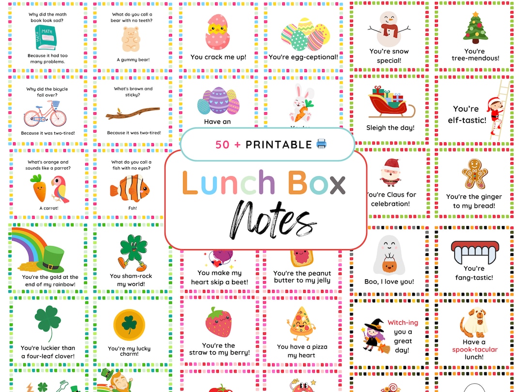 Lunch Notes, Lunch Box Cards, Joke Lunch Box Notes, Encouragement Cards ...