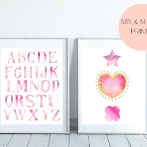 Alphabet Poster | Watercolor Alphabet Poster | Number Poster | ABC ...